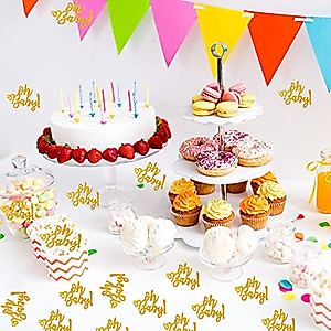 100 Pieces Baby Confetti Decors Gold Glitter Baby Scatter Table Confetti Baby Cupcake Toppers Cute Baby Shower Paper Confetti for Baby Shower Gender Reveal Baby Birthday Party Decoration