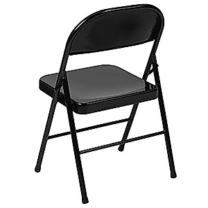 Flash Furniture 4 Pack HERCULES Series Double Braced Black Metal Folding Chair