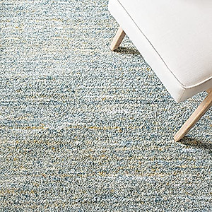 SAFAVIEH Himalaya Collection Area Rug - 8' x 10', Blue & Olive, Handmade Wool, Ideal for High Traffic Areas in Living Room, Bedroom (HIM413M)