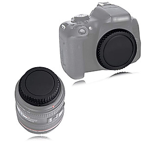 VKO Front Body Cap & Rear Lens Cap Replacement for Canon EOS 60D 70D 77D 80D 7D 5D Mark II III IV 750D 760D Rebel T7 T6 T6i T7i T6S T4i T5i T5 Camera Body & EF Lens Replaces RF-3(2 Pack)