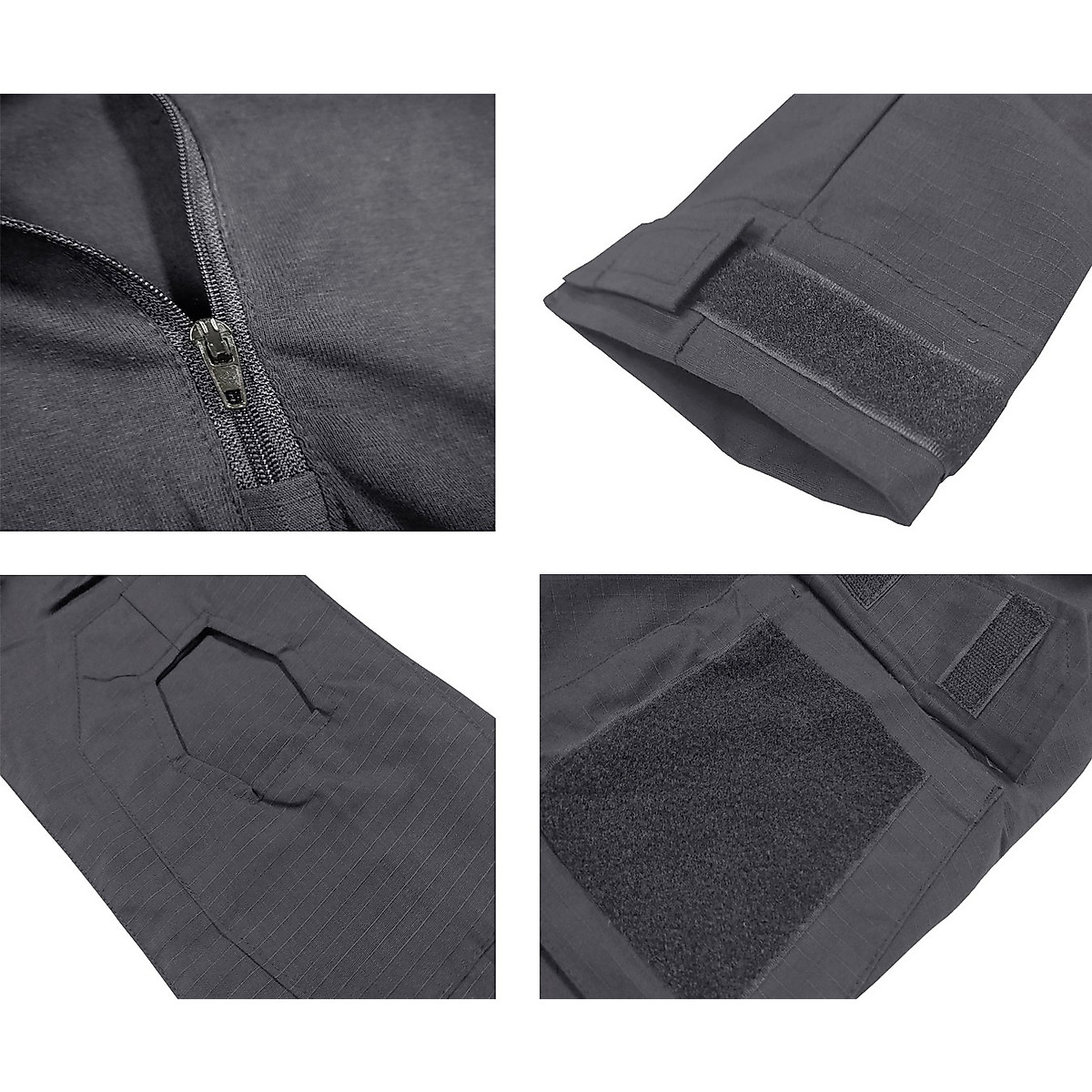 CRYSULLY Men's Spring Military Tactical Breathable Hiking Sport Slim Fit Outdoor Shirt Climbing Shirt Gray