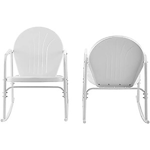 Crosley Furniture CO1013-WH Griffith Retro Metal Outdoor Rocking Chairs, White Gloss