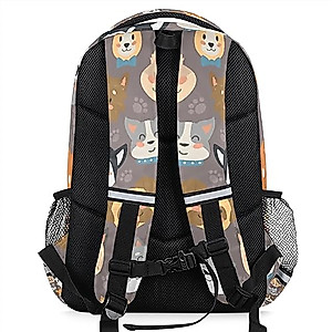 GzLeyigou Cute Husky School Backpacks for Boys Girls Cute Corgi BookBag for Teen Girls Travel Schoolbag for Boys Girls Middle High school Bookbags
