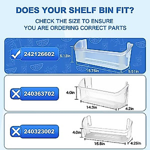 240356402 Refrigerator Door Bin and 242126602 Door Shelf Replacement Compatible with Frigidaire FFSS2615TE3 FFSS2615TE0 LFSS2612TE0 FFSS2615TS2 LFSS2612TF0 FFSS2615TS0,Replace Fridge Gallery (4 PCS)