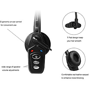 Conambo Trucker Bluetooth Headset, V5.0 Wireless Headset with Microphone, Hands Free Bluetooth Headphones with Noise Canceling Mic for Skype, Call Centers, Offices, Trucker (JBT800)