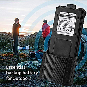 BAOFENG BL-5L 3800mAh Extended Battery Compatible with UV-5R BF-F8HP UV-5RTP UV-5R+Plus GT-5R UV-5X UV-5G, 2 Pack, Black