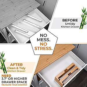 Home EC Foil and Plastic Wrap Organizer - Plastic Wrap Dispenser with Cutter, aluminum foil dispenser, aluminum foil organization and storage, Bamboo plastic saran wrap dispenser with cutter, 12" Roll