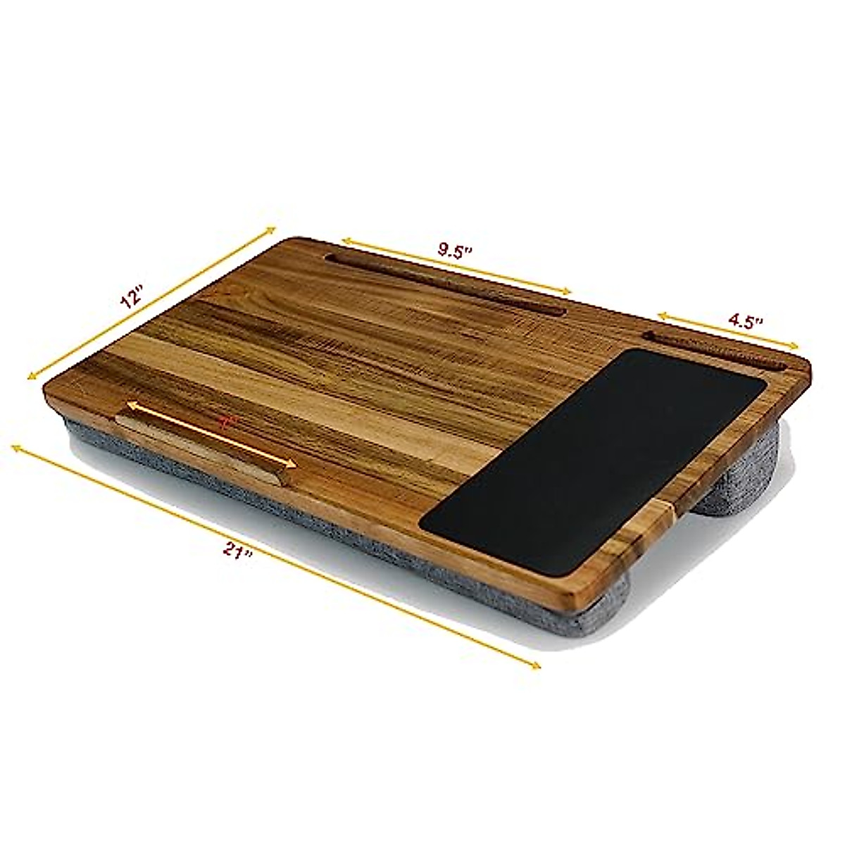 Lap Desk, Laptop Lap Desk with Cushion Made with Premium Acacia Wood. Lap Desk for Laptop Fits 14” to 17” Laptops. Bed Desk, Laptop Desk, Lapdesk for Laptop for Home Office Laptop Lap Desks Hazelteck