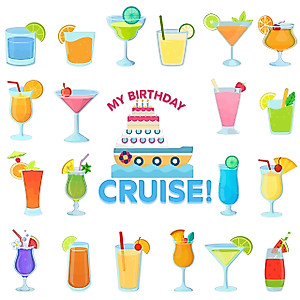 AsodSway 21Pcs Summer Drink Cruise Door Decorations My Birthday Tropical Magnetic Creative Cruise Magnets Door Carnival Ship Car Refrigerator Laptop Accessories Hawaiian Lemon Cocktail Birthday Decor