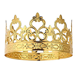 Cabilock Cake Crown Decorative Children Crown Ornament Baking Cake Adornment Crown Birthday Cake Decoration for Wedding Birthday Party (Golden)