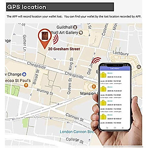 Clever Anti-Lost Wallet with Alarm, Bluetooth, Position Record (via Phone GPS) Tracker Item Finder, Cowhide Leather Locator Vintage Retro Style Trackable Intelligent Minimalist Purse (Brown, Vertical)