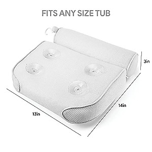 PEULEX Comfort Bath Pillow for Tub, Bath Pillow for Neck Back Support with Strong Suction Cups & Hook, Soft Bath Pillow for Luxury Bath, Hot Tub Bathtub Pillow Made with Soft Mesh, Great Gift for Wife