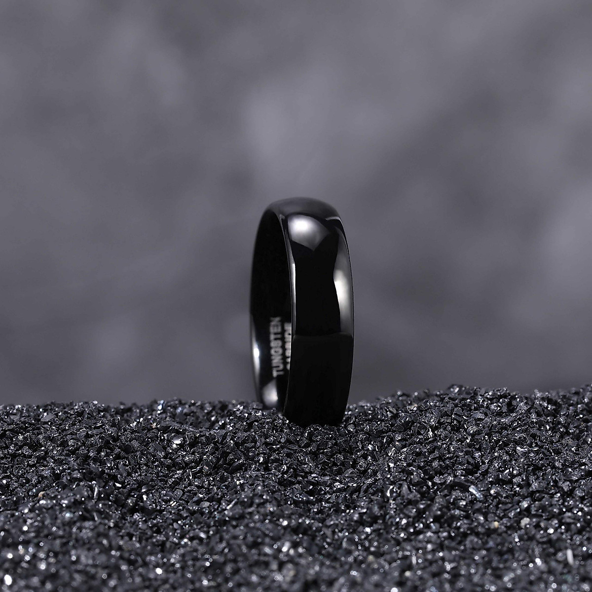 TRUMIUM 6mm Black Tungsten Ring for Men Women High Polished Comfort Fit Wedding Band Size 11