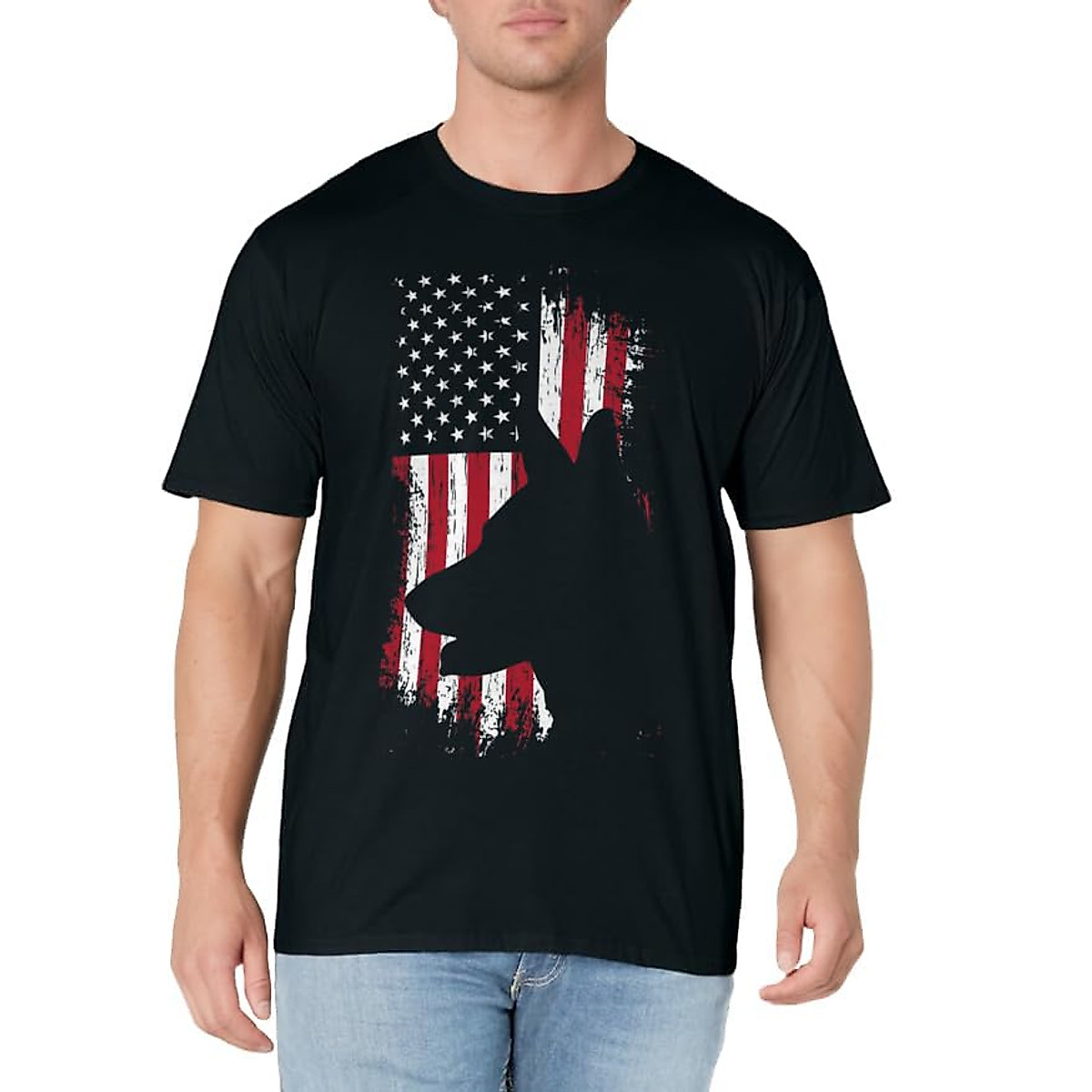 German Shepherd American Flag Shirt USA Patriotic Dog Gift T-Shirt