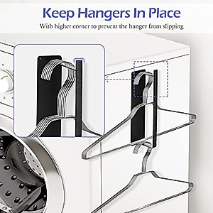 KKUYT Magnetic Hanger Organizer, Hanger Storage Stacker Holds up 40 Metal Coat Hanger, Hanger Rack for Washing Machine, Wall Mount Clothes Hanger Holder Rack to Keep Laundry Room Closet Tidy