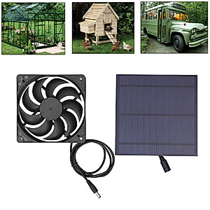 Jiawu Solar Fan, 5W Solar Panel Fan Kit, Solar Powered Fan for Small Chicken Coops, Greenhouses, Sheds, Pet Houses, Solar Powered Exhaust Fan Solar Panel Board with Ventilation Fan