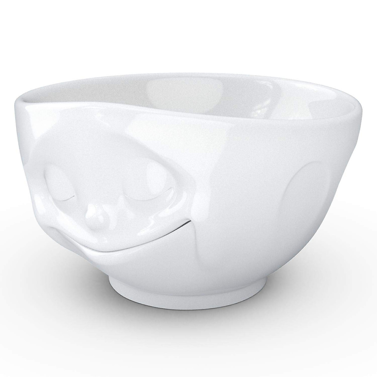 FIFTYEIGHT PRODUCTS TASSEN XL Porcelain Bowl, Happy Face Edition, 33 oz. White (Single Bowl), Extra Large Bowl