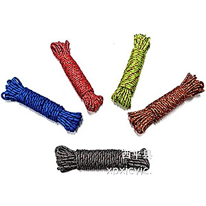 All-Purpose Clothesline, 0.2 inch X 11 Yard (10 M) Nylon Braided Rope, Weather Resistant Laundry Line Cord for Hanging and Drying, Portable Lightweight Indoor Outdoor Travel - Pack of 3