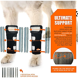 NeoAlly - 3-in-1 Dog Splint Front Leg Support, Front Leg Brace with Rigid and Spring Inserts, Dog Leg Sleeve for Pet Mobility, Stability, & Protection, With Reflective Straps, L-XL, 1 Pair
