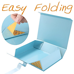 GREEN BEAN Large Gift Box with Lid for Present 13x9.7x3.4 Inches, Baby Blue Magnetic Gift Box with Ribbon, Bridesmaid Proposal Box, Luxury Gift Box(Glossy Baby Blue)