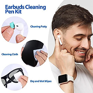 Gumilyo Bluetooth Earbuds Cleaning Pen, in-Ear Headphones Cleaning and Soft Dust Removal Brush Pen for Cleaning Dust in Bluetooth Headset Box, Mobile Phone and Camera