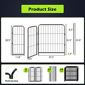 CEED4U 35.6ft L x 32in H Decorative Garden Fence, 16 Panels Pet Fencing Outdoor Folding Patio Fences No Dig Fence for Dogs Flower Bed Fencing for Yard Landscape