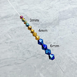 JEBBO 1800pcs 4mm Bicone Glass Beads, Bulk Small Faceted Bicone Crystal Beads for Jewelry Making DIY Craft Bracelet Necklace Earring with Container Box (15 Plated Metallic Colors)