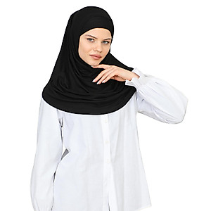 Prien Chic Ready To Wear Hijab For Women, Muslim Long Turban Undercap Set, Instant Scarf, Prayer Clothes For Girls, Abaya (Black)