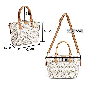 Designer Handbags for Women Double Top Handble Purse with Roomy inner Pockets and Detachable Shoulder Strap (Beige)