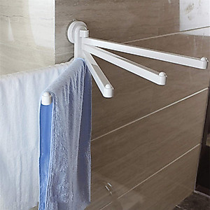 NJZYB Swivel Towel Rack, 5-Arms Folding Towel Bar with Suction Cup, No Drilling Reusable Wall Mount Finish Organizer, for Bathroom, Kitchen, Living Room