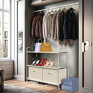 Simple Houseware 3-Tier Closet Storage with 2 Drawers, Beige