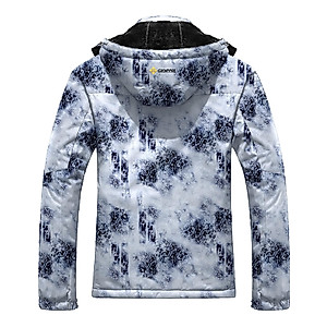 GEMYSE Men's Mountain Waterproof Ski Snow Jacket Winter Windproof Rain Jacket (White and Grey,Medium)