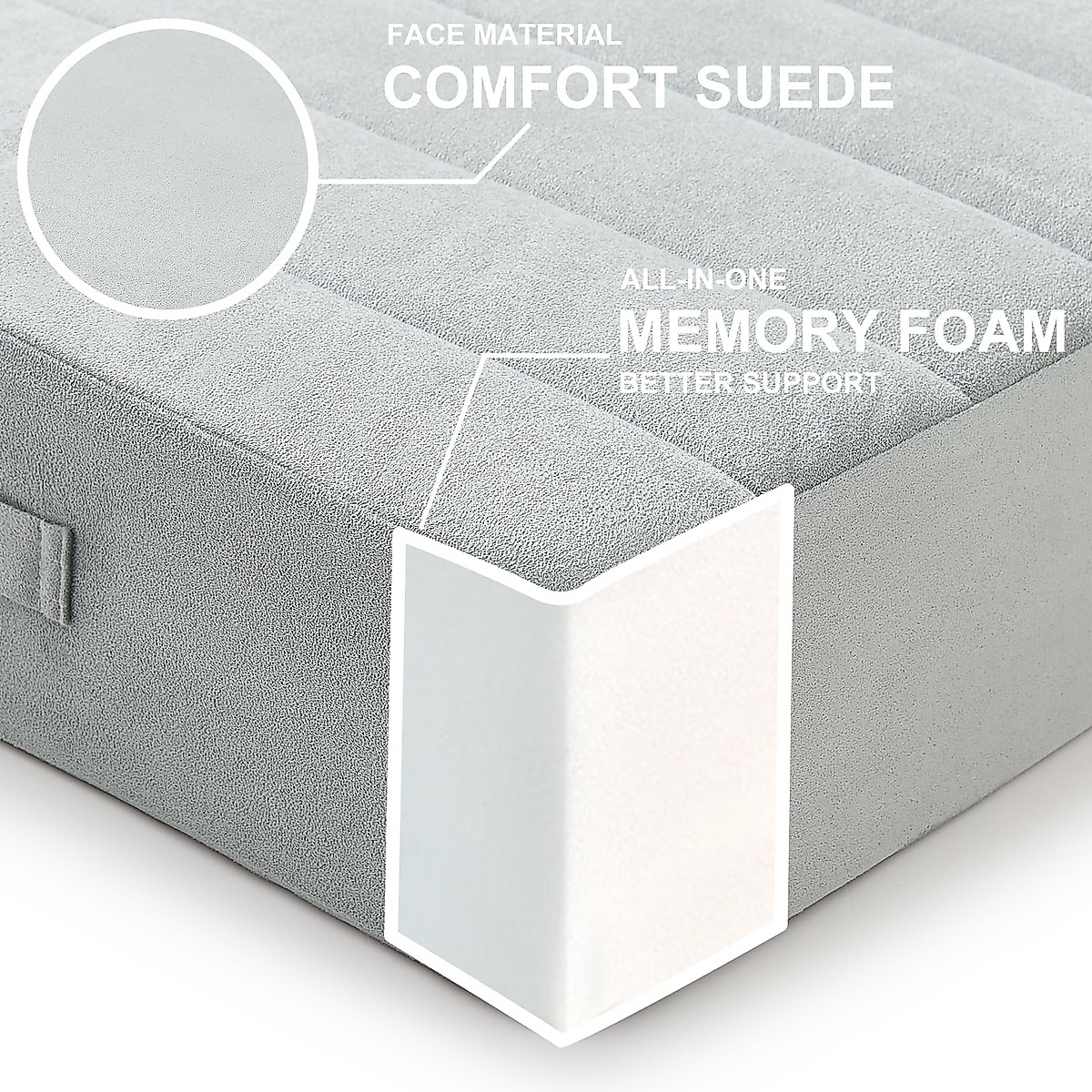 JKMAX 22 inches Floor Pillow for Adults - Large Meditation Cushion with Thick Foam & Soft Tufted Cover - Premium Outdoor Square Floor Cushion Seat - Yoga Pillows for Sitting On Floor - Light Gray