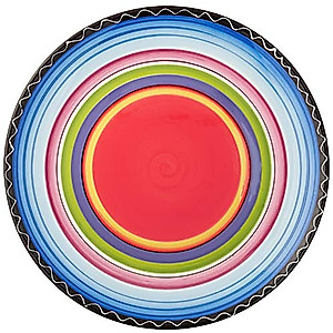 Certified International Tequila Sunrise Dinner Plate, 11-Inch, Assorted Designs, Set of 4, black