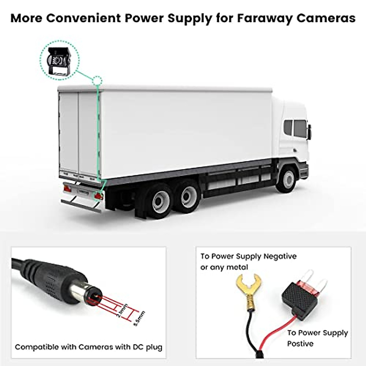 GreenYi Upgraded Double-Shielded RCA Video Cable for Monitor and Backup Rear View Camera Connection (19.69FT / 6M) + 20FT DC Power Extension Cable
