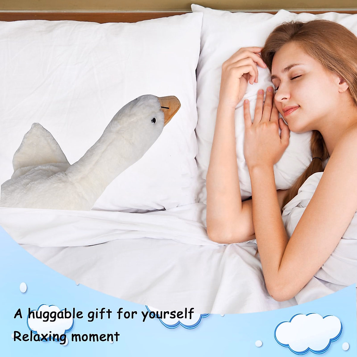 35.4" Goose Stuffed Animal Cute Swan Plushies Big Duck Plush Toy for Girls Boys Party Favors (White)