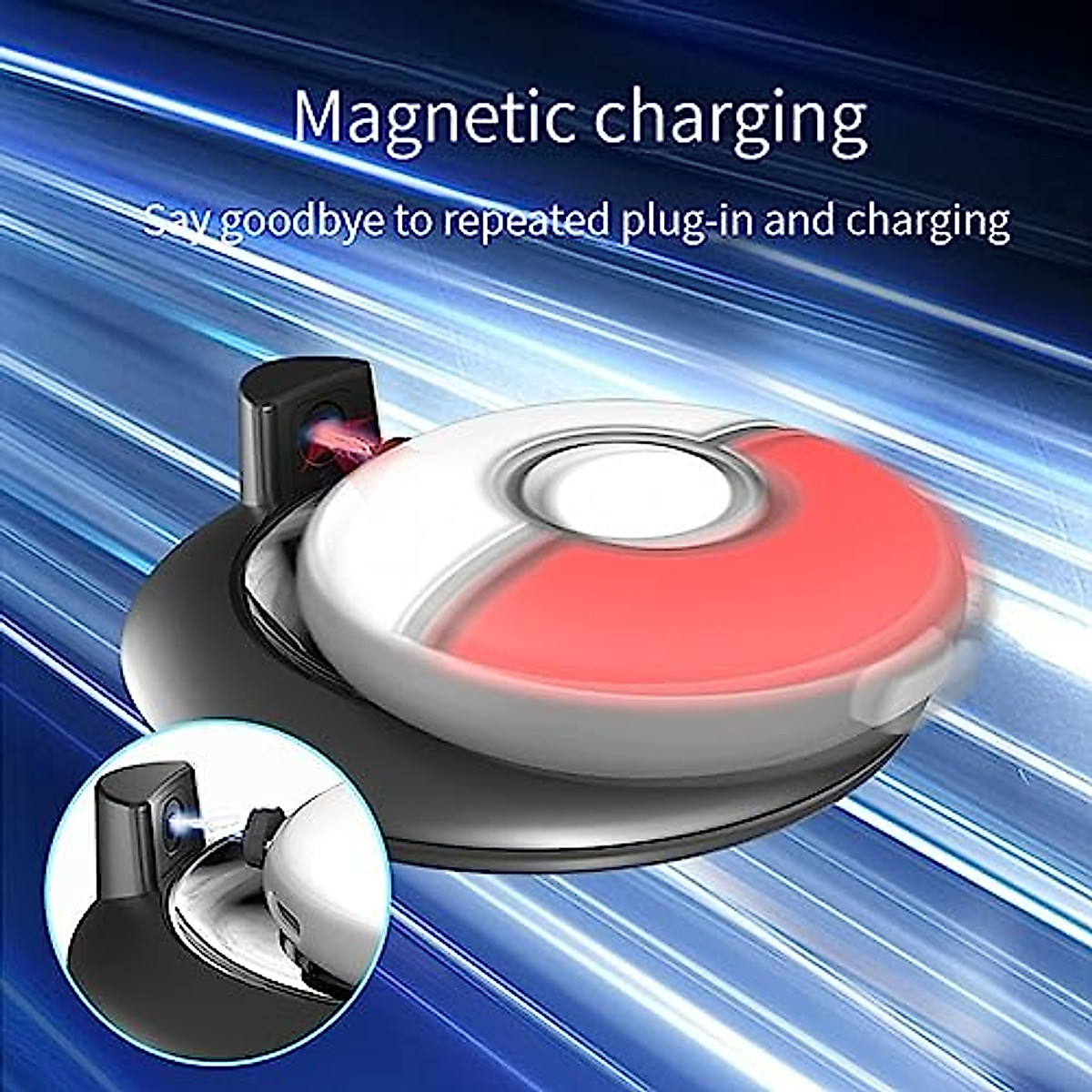 HUAYUWA Magnetic Charging Dock for Poke-mon GO Plus+ 2023 Accessories, RGB Colorful Lights Wireless Charging Station with Silicone Protective Cover Case Compatible with GO Plus Plus