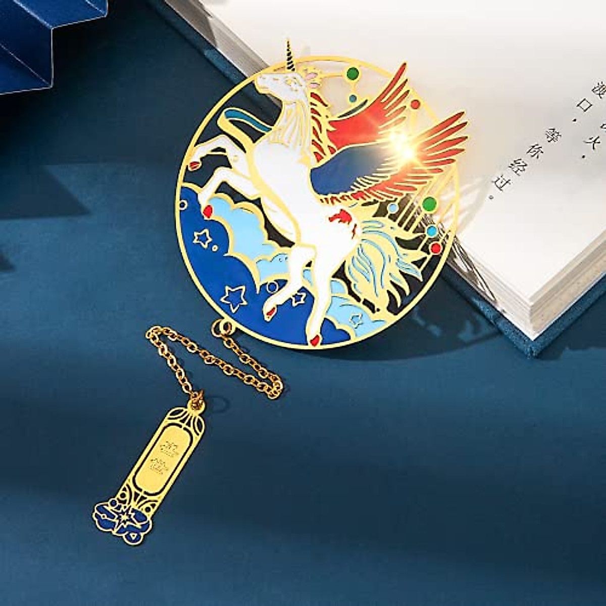 ZZWS Lucky Unicorn Bookmark Metal Cute Bookmarks for Women Girls Book Lovers Happiness Animal Bookmark Gift for Readers Girls Boys Best Friend