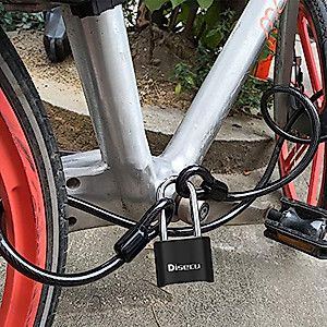 disecu 4 Digit Heavy Duty Combination Lock 2.5 Inch Long Shackle Outdoor Waterproof Padlock for School Gym Locker, Sports Locker, Hasp Storage, Fence, Gate, Case, Toolbox, Bike (Black)