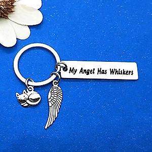 Pet Memorial Gift Loss of Cat Keychain Sympathy Loss of Cat Gift Pet Loss Jewelry Has Whiskers Keyring In Memory of Cat Pet Sympathy Gift for Cat Lover Family Friends Remembrance Gifts