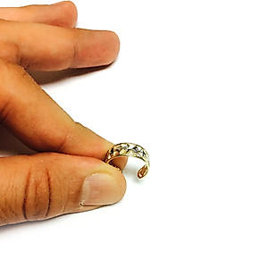 Jewelry Affairs 14K White And Yellow Gold Diamond Cut And Millgrain Design Adjustable Toe Ring 6mm