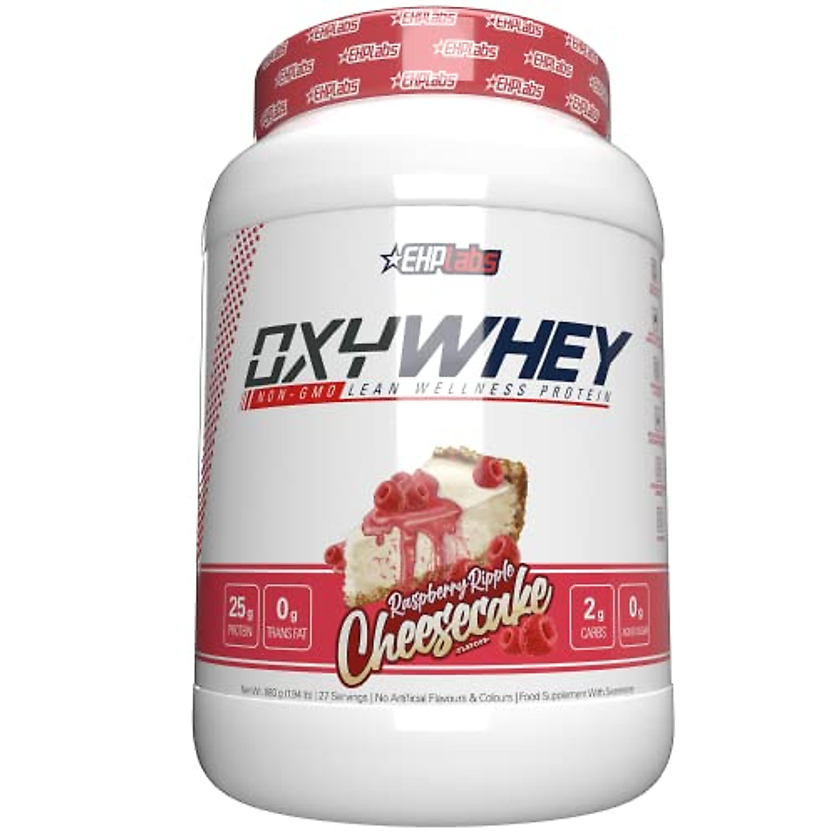 EHPlabs OxyWhey Whey Protein Powder Protein Shake - 25g of Whey Protein Isolate Meal Replacement Shake, Non-GMO, Post Workout Protein Shakes, Isolate Protein Powder - 27 Serves (Raspberry Cheesecake)