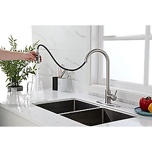 Pull Down Kitchen Faucet Sprayer Head Replacement Part - Pull Out Sink Sprayer Replacement Nozzle, Kitchen Faucet Head Hose Spray Tap Spout Only for G1/2 Connector (Brushed Nickel)