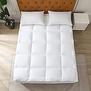 DOPEDIO Mattress Topper Queen,Extra Thick Mattress Pad,Cooling Mattress Topper Pillow Top Breathable Soft with 8"-21" Deep Pocket Down Alternative Fill (60x80 Inches, White)