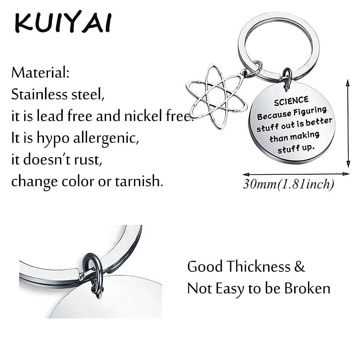 KUIYAI Science Because Figuring Stuff Out Is Better Than Making Stuff Up (stuff up keychain)