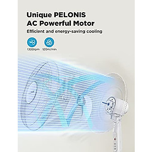 PELONIS 16'' Pedestal Remote Control Oscillating Stand Up Fan 7-Hour Timer, 3-Speed, and Adjustable Height,Electric Cooling Fans for Home Office Bedroom Use