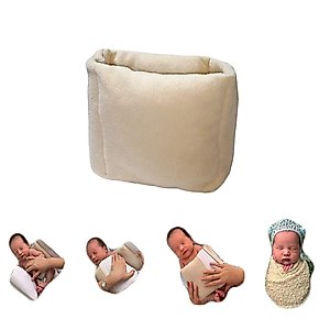 Baby Photography Props Wrap Mat Newborn Boy Girl Photo Shoot Stuffer Posing Accessories Pad Poster (Beige)