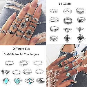 FUNRUN JEWELRY 61PCS Knuckle Ring Set for Women Joint Stackable Midi Finger Ring Bohemian Retro Vintage Jewelry