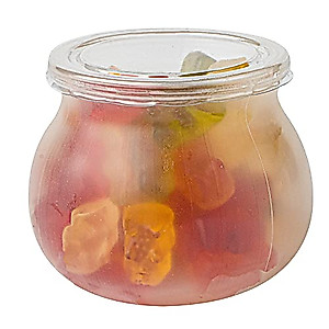4 oz Clear Plastic Bulbous Candy Jar with Lid - with Lid - 2 1/2" x 2 1/2" x 2 1/2" - 100 count box - Restaurantware