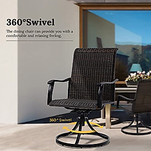 VICLLAX All Weather Patio Dining Set Includes 42" Round Patio Table and 4 Outdoor Swivel Wicker Chairs for Lawn Garden, Patio Table and Chairs Set, Outdoor Dining Set for 4, Black Table